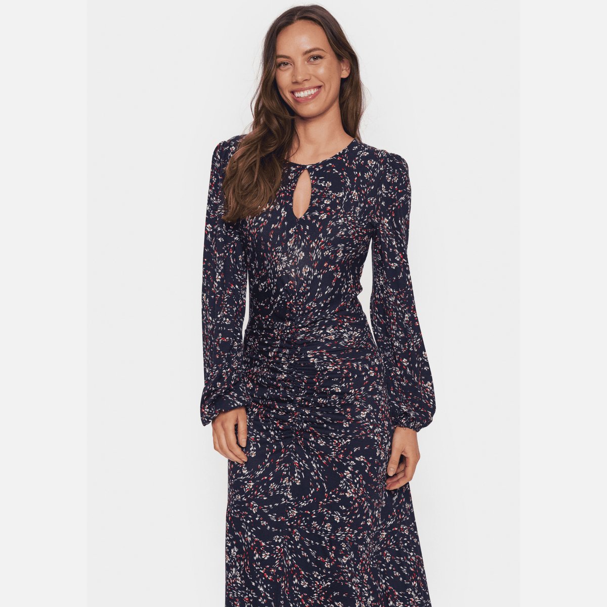 Josine Midi Dress | Baritone Blue Windswept Print – Kitty & Gus